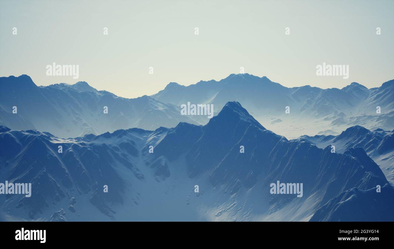 Snow covered beautiful mountain peaks Stock Photo - Alamy