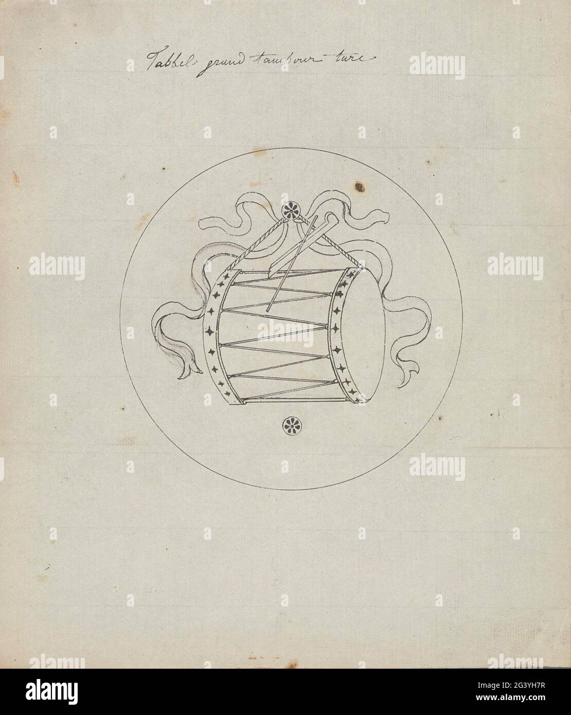 Tabbel Grand Tambour Turc; Design for marquetery of musical instrument ...