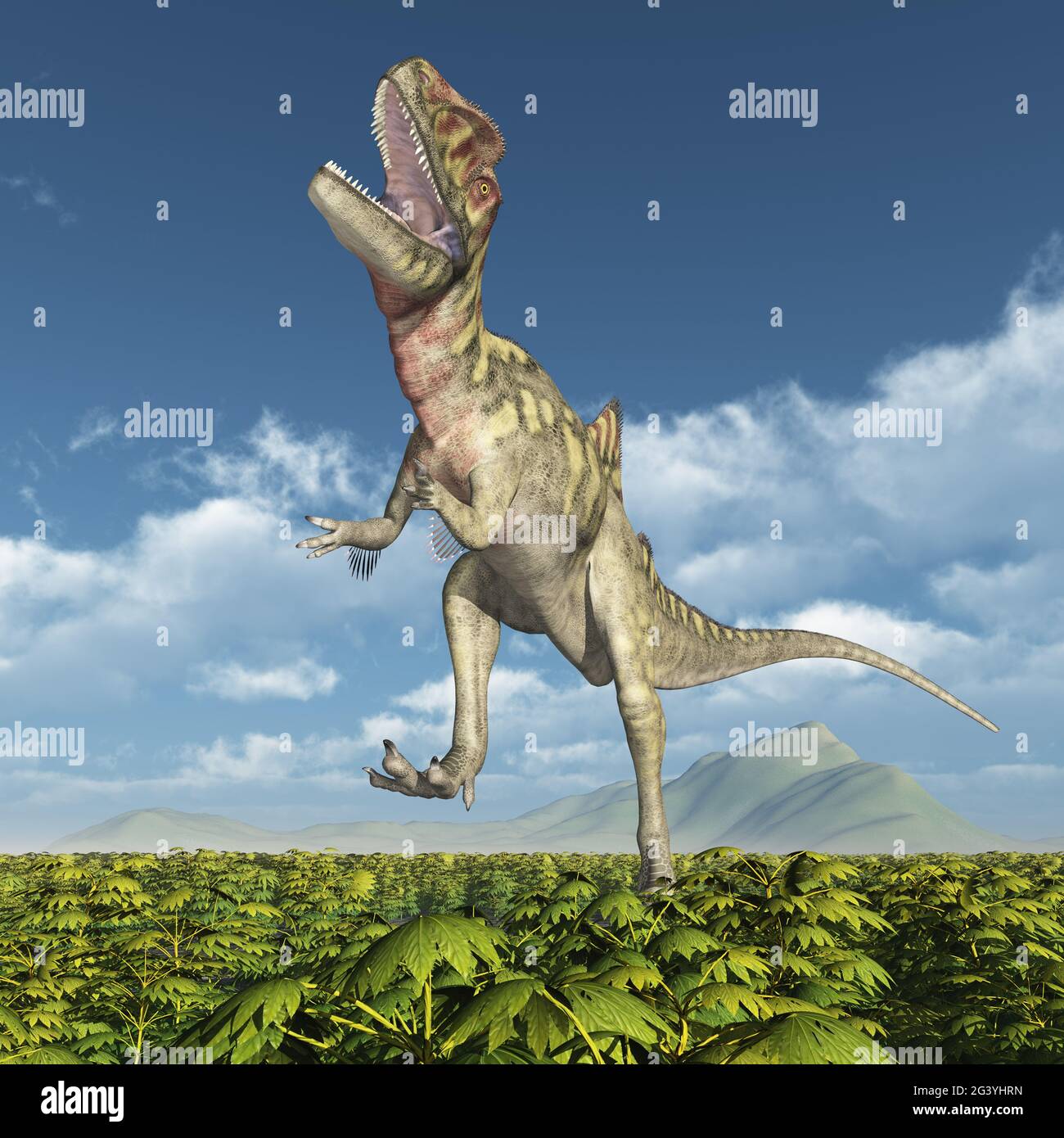 Dinosaur Concavenator in a landscape Stock Photo - Alamy