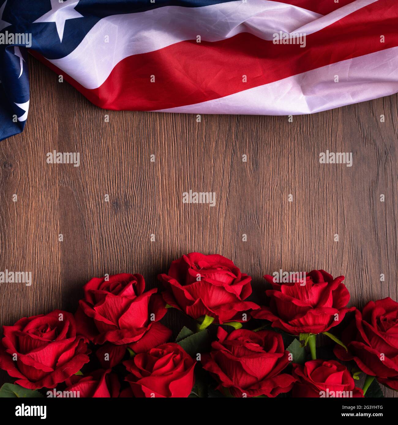 Concept of U.S. Independence day or Memorial day. National flag and red ...