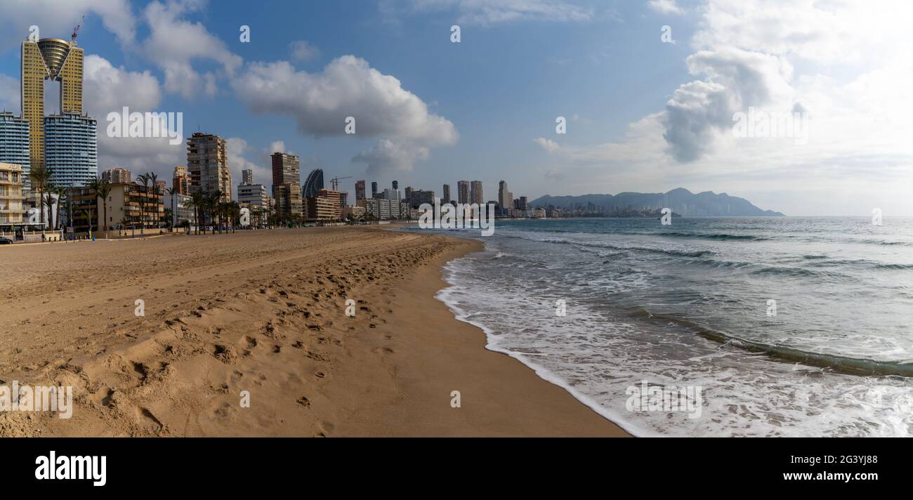 Benidorm beach panorama skyline hi-res stock photography and images - Alamy