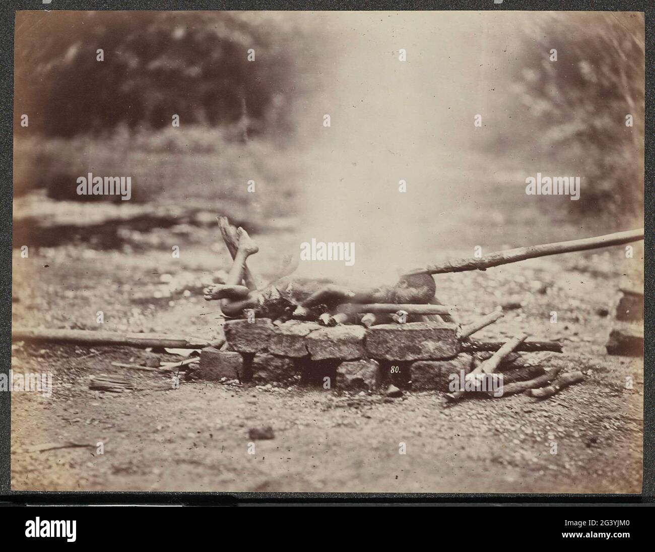 Cremation of a boy's corpse in Siam. Part of album with 50 photos of a ...