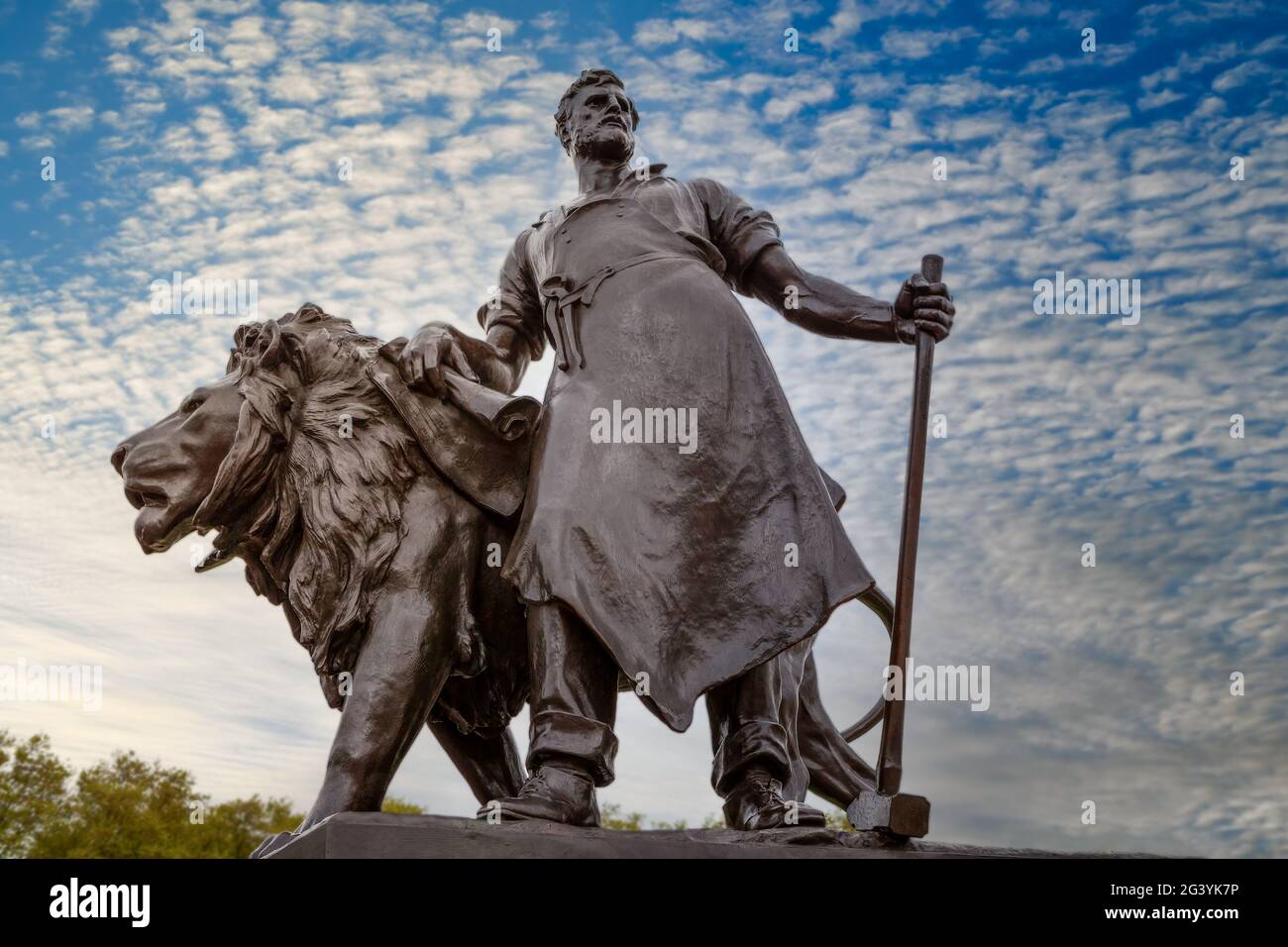 Human and lion sculpture Stock Photo - Alamy