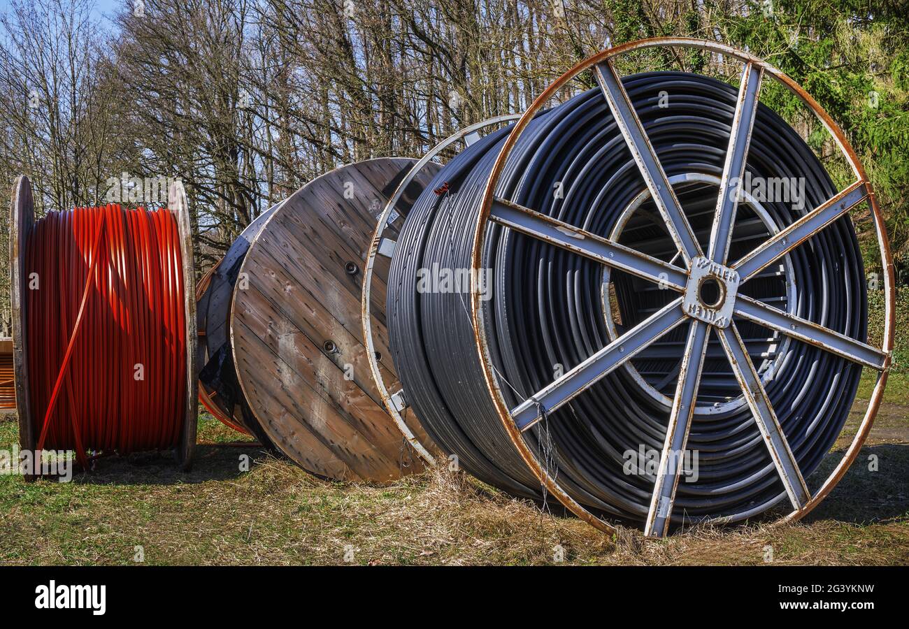 Cable drums hi-res stock photography and images - Alamy