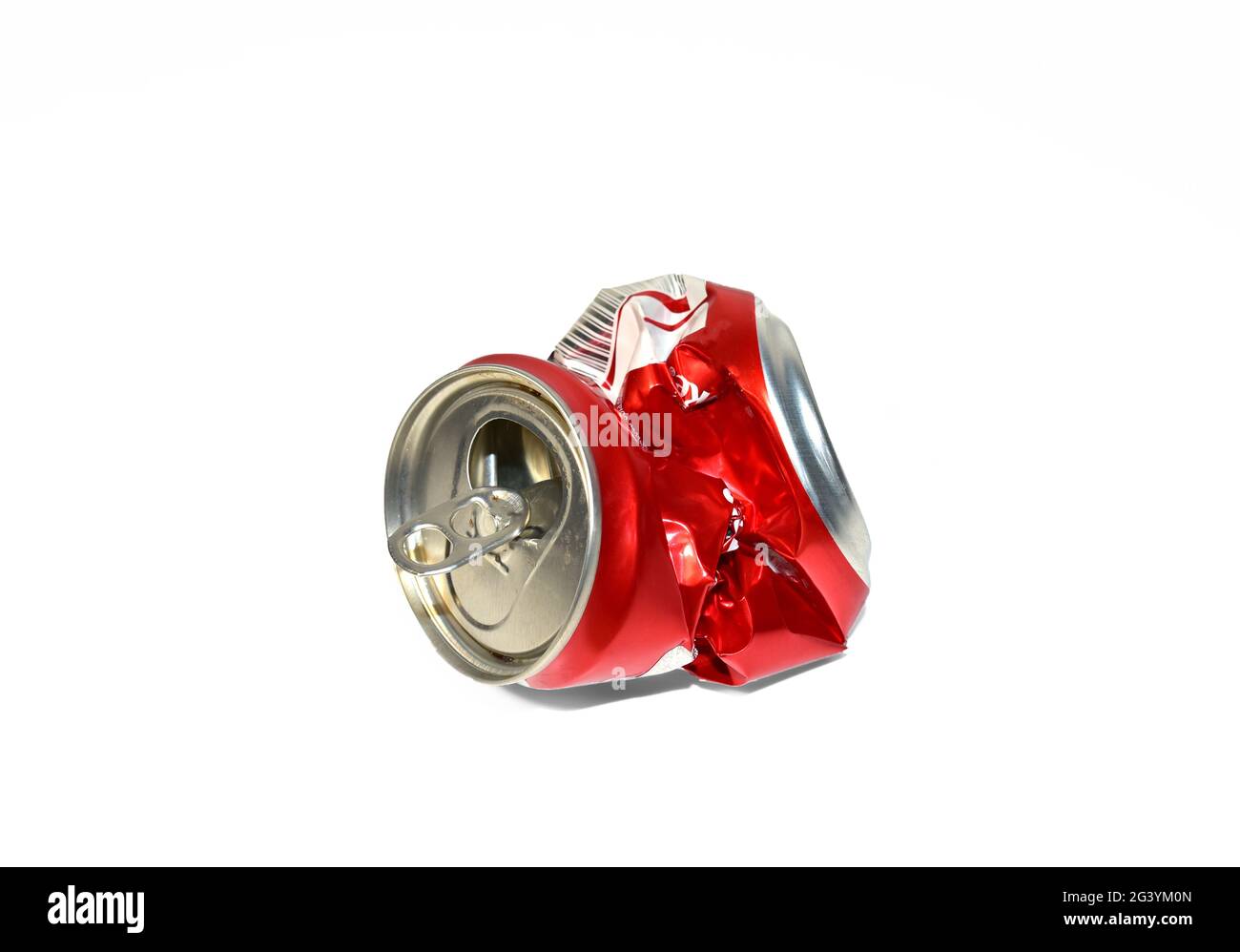 Empty crumpled can from a sweet carbonated drink. Aluminum can trash ...