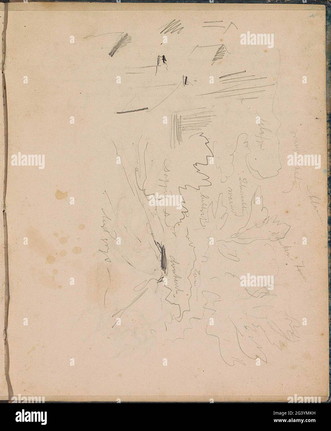 Landscape with trees. Leaf 86 Recto from a sketchbook with 87 sheets ...