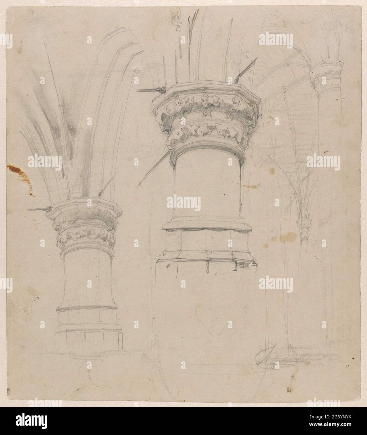 Sketch sheet with studies of columns and arches Stock Photo - Alamy