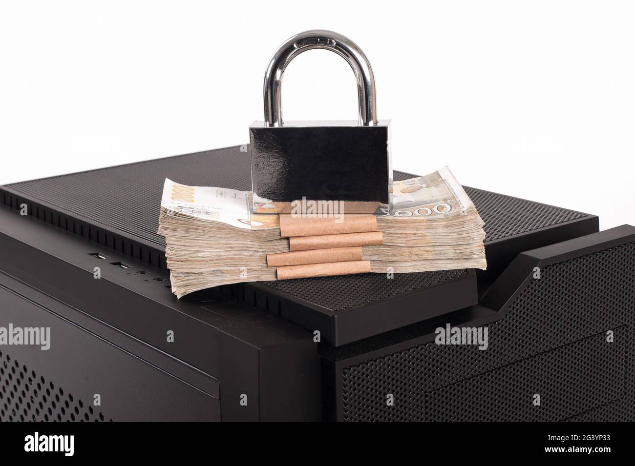 Cyber Crime Internet Cyber Security Concept With A Padlock On Computer Server Ransomware