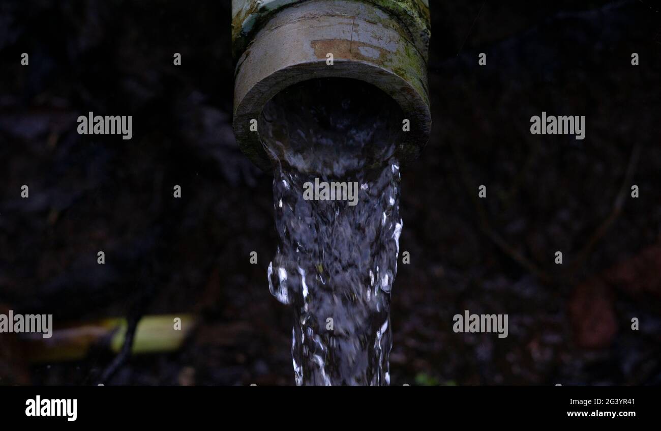Indonesian Water flows in water pipes that come from water sources in ...