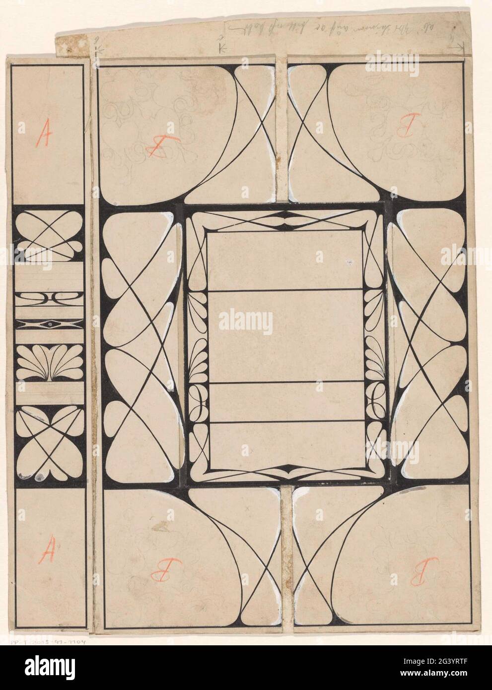 Band design. Design for a book band and back with ornamental lines and ...