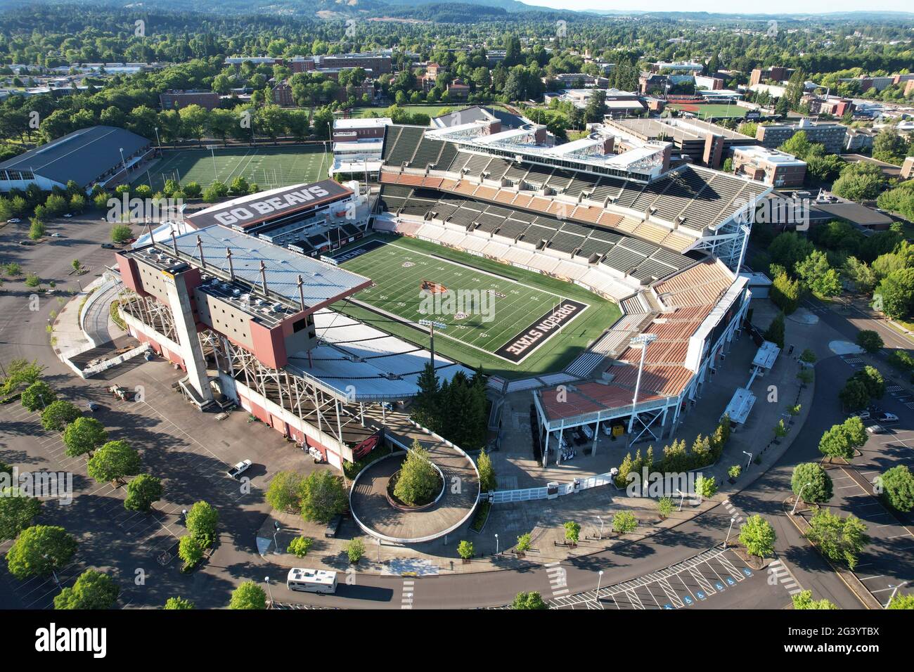 An aerial view of Reser Stadium on the campus of Oregon State, Thursday ...