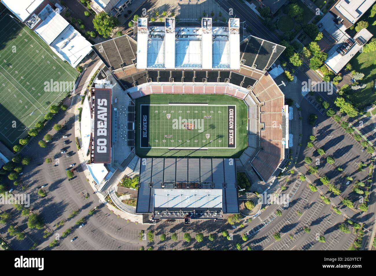 An aerial view of Reser Stadium on the campus of Oregon State, Thursday ...