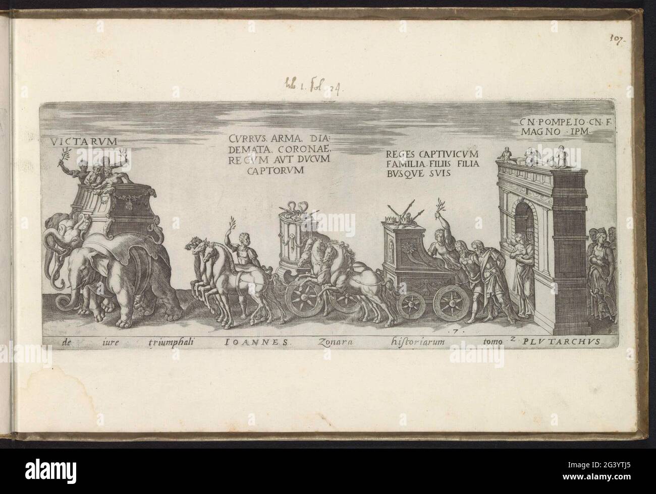 Triumph procession with elephants, triumph trolleys and a triumphal ...