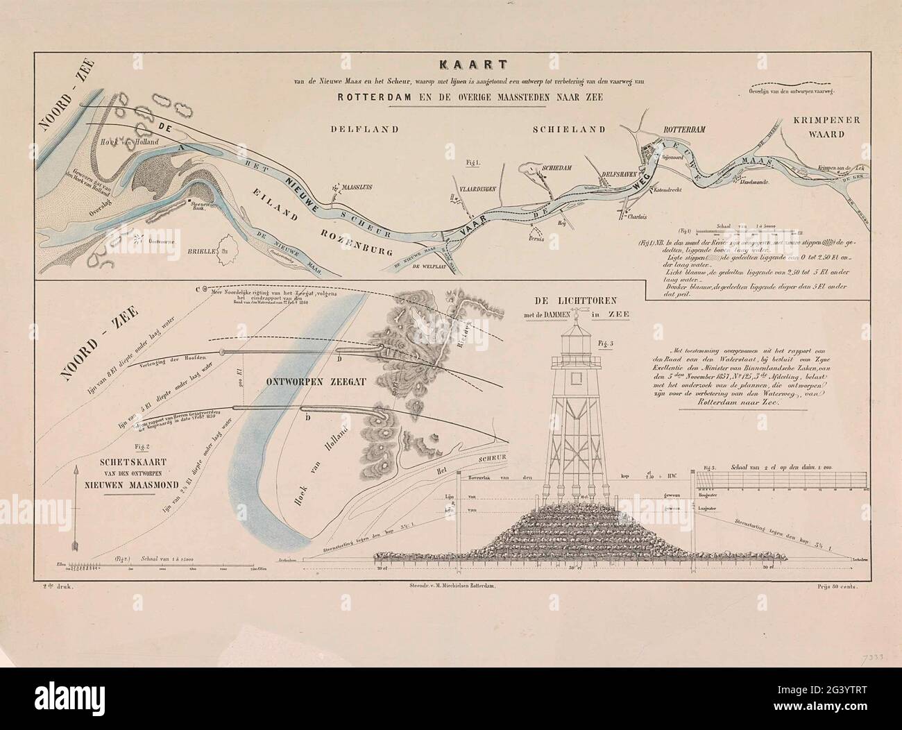 Map of the Nieuwe Maas and a design for the improvement of the waterway ...