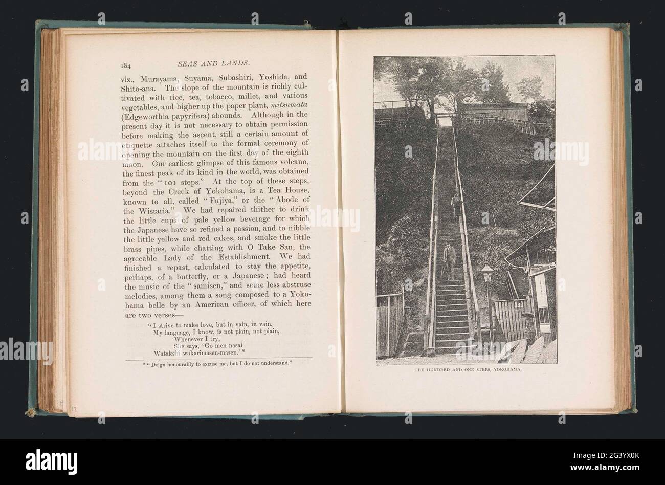 View of a staircase at a hill in Yokohama; The Hundred and One Steps ...