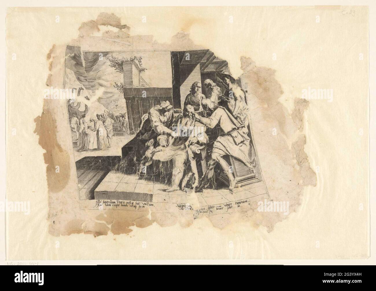 Healing from Tobit; History of Tobias. On the left in the background ...