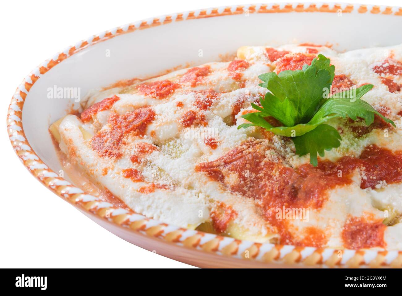 Cannelloni with spinach, ricotta, tomato sauce, bechamel and cheese ...