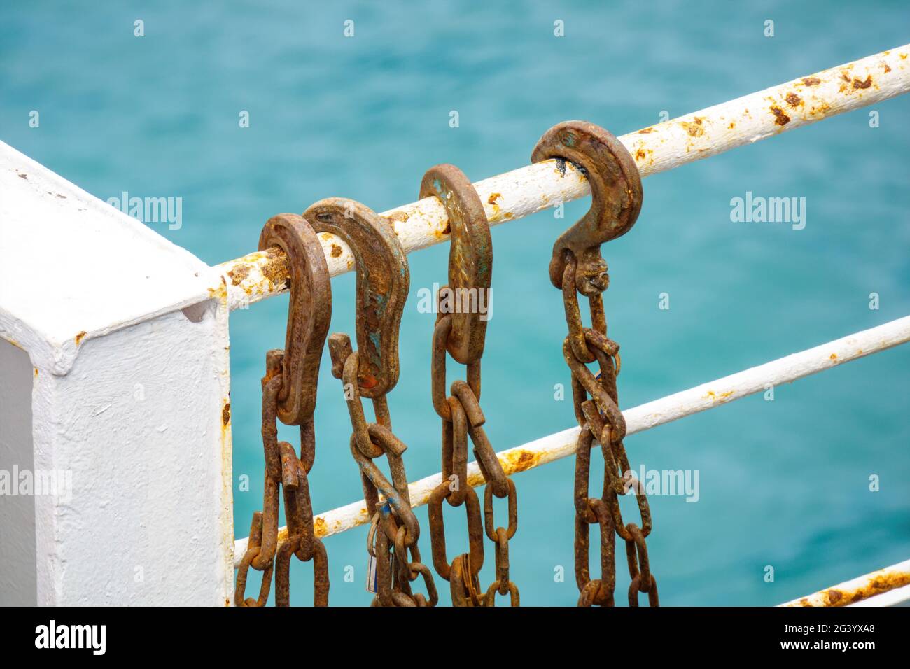 Rusty hook at a ship Stock Photo - Alamy