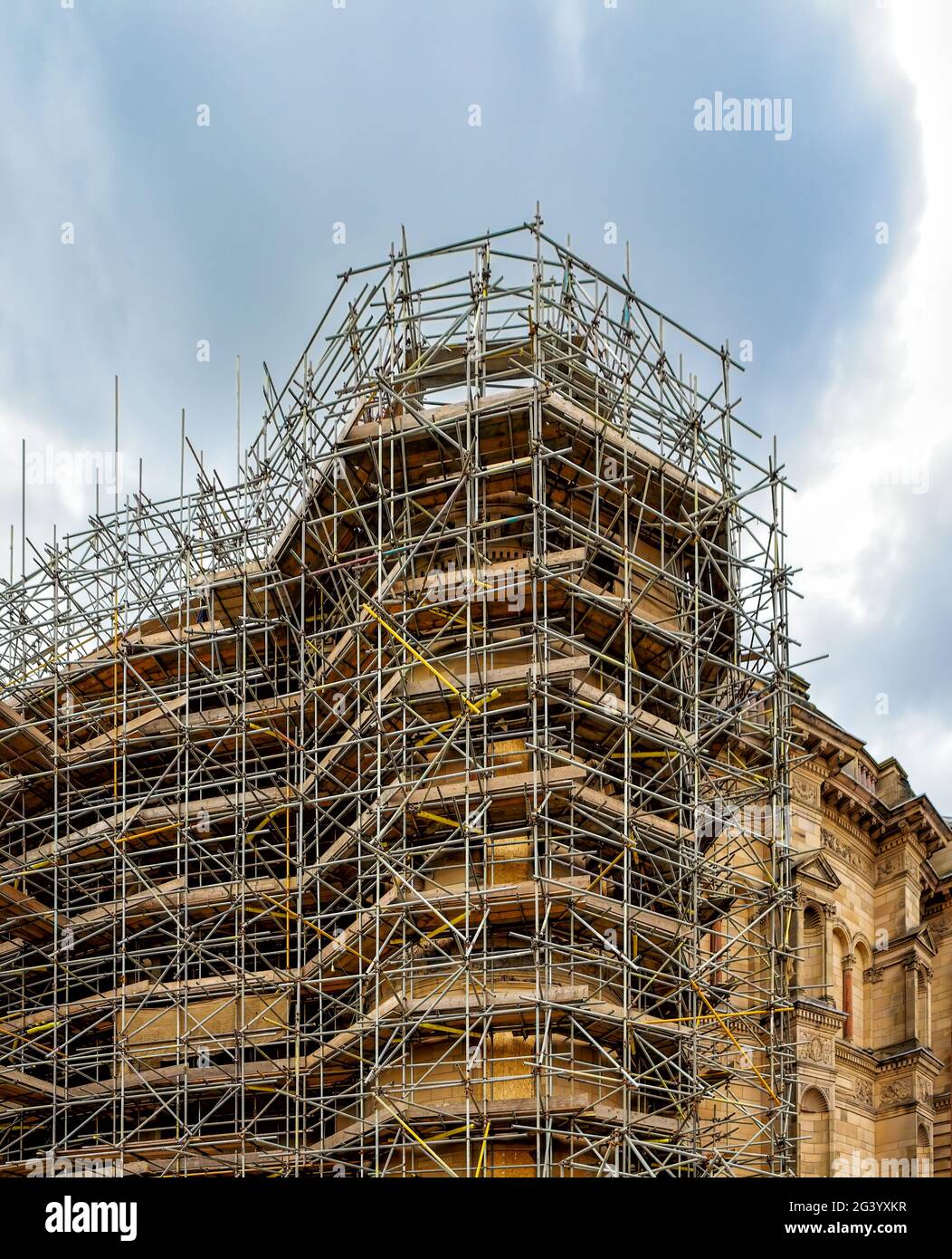 Scaffolding being erected around an old building Stock Photo - Alamy