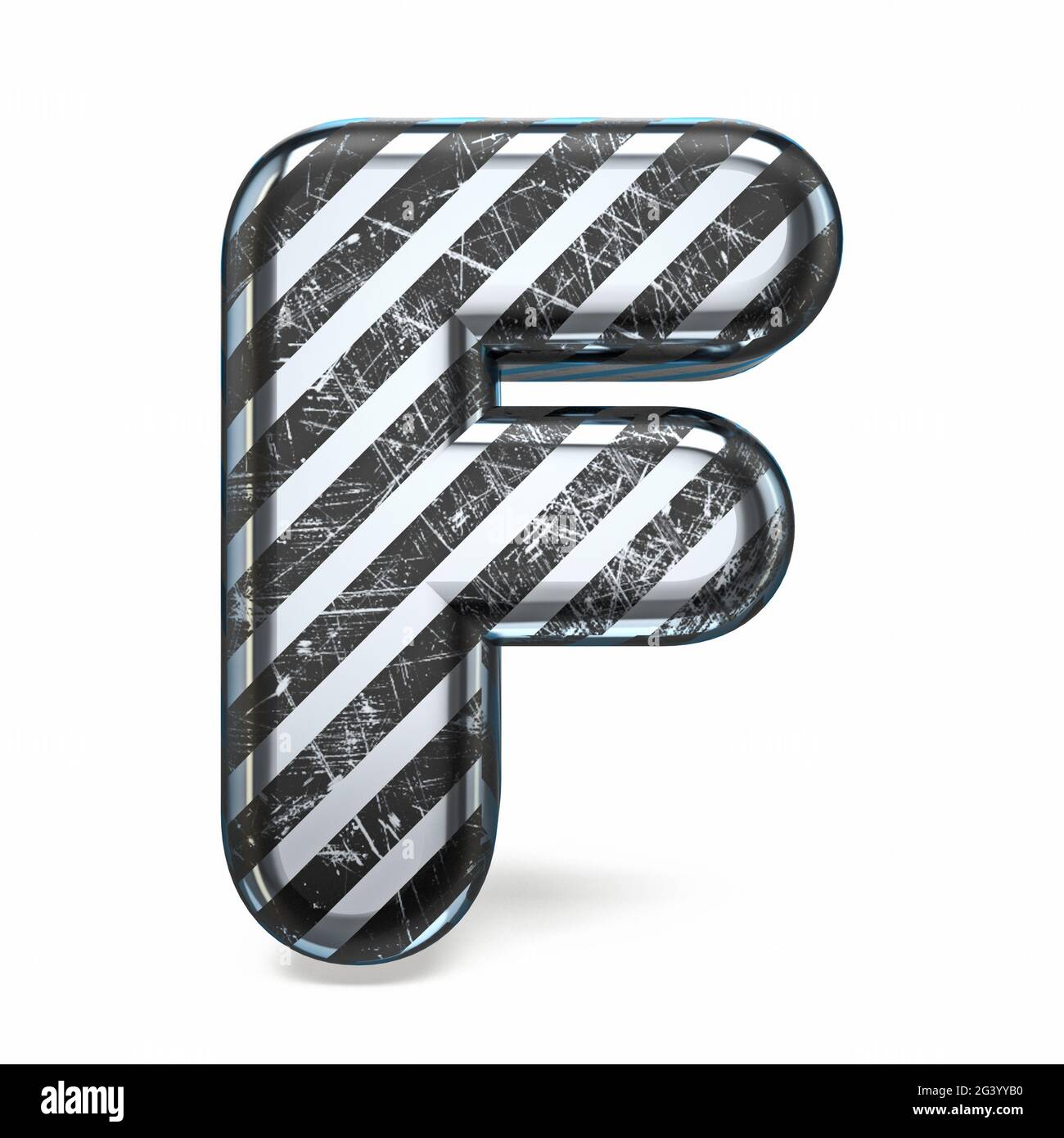 Striped steel black scratched font Letter F 3D Stock Photo - Alamy