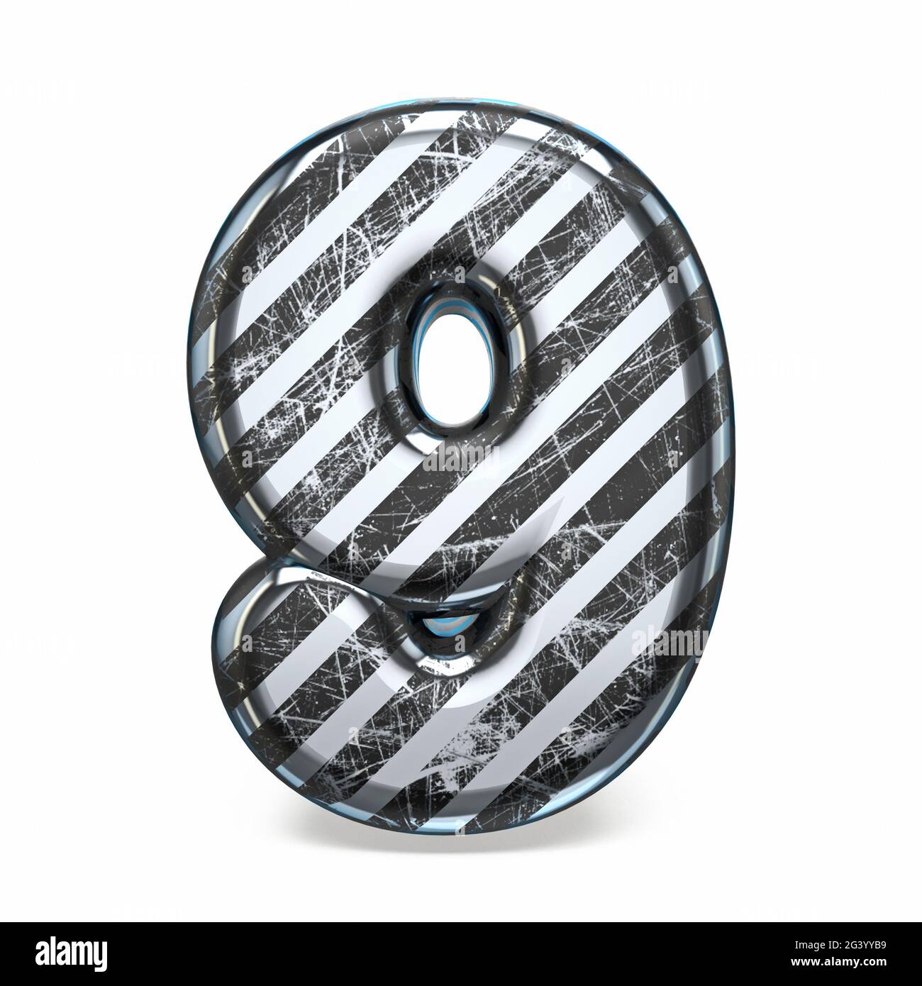 Striped steel black scratched font Number 9 NINE 3D Stock Photo - Alamy