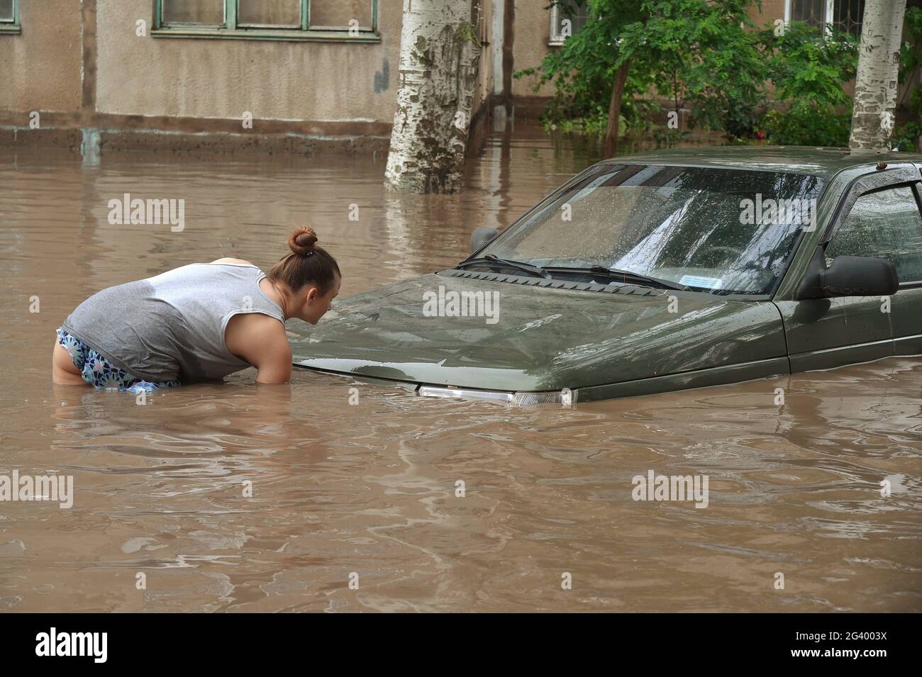 The aftermath of heavy rains in Kerch. Heavy rains overflowed the banks ...