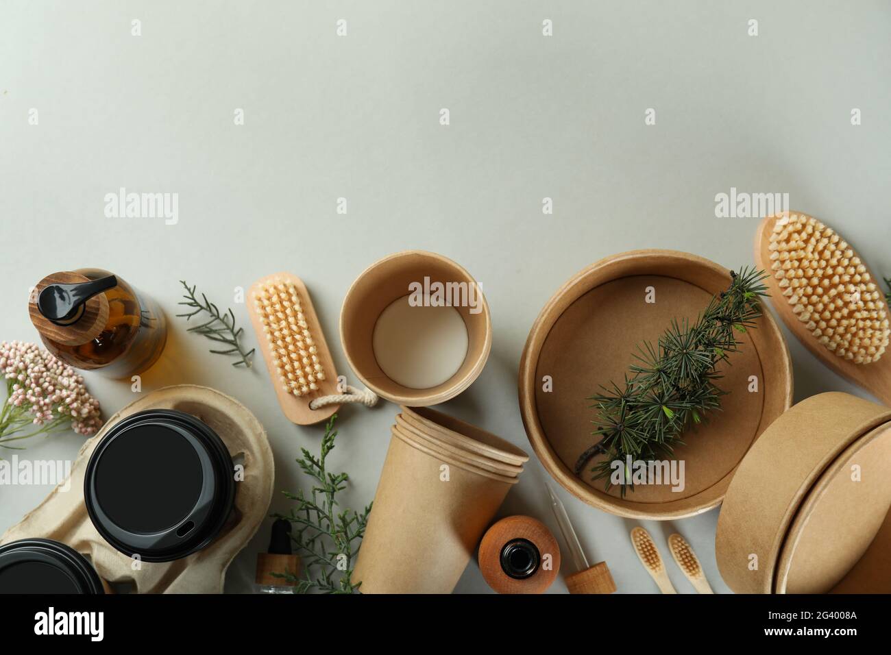 Eco friendly zero waste concept on gray background Stock Photo - Alamy