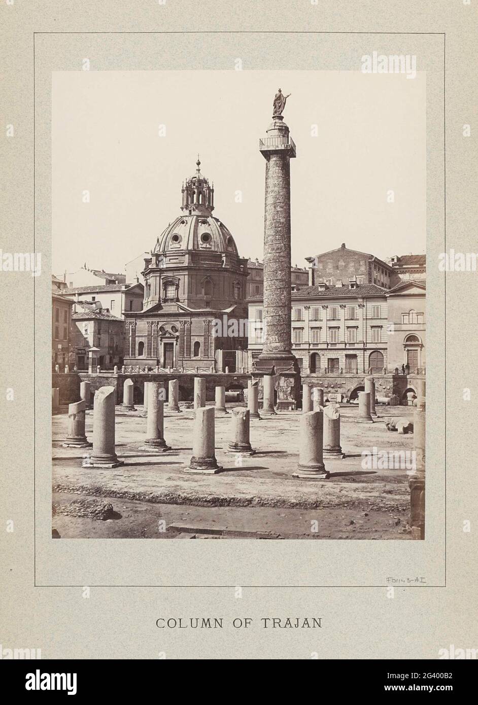 Forum with the column of Trajanus in Rome; Column or Trajan. Part of ...