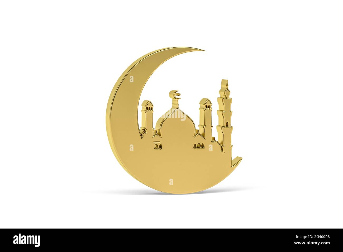 Golden 3d mosque icon isolated on white background - 3d render Stock ...