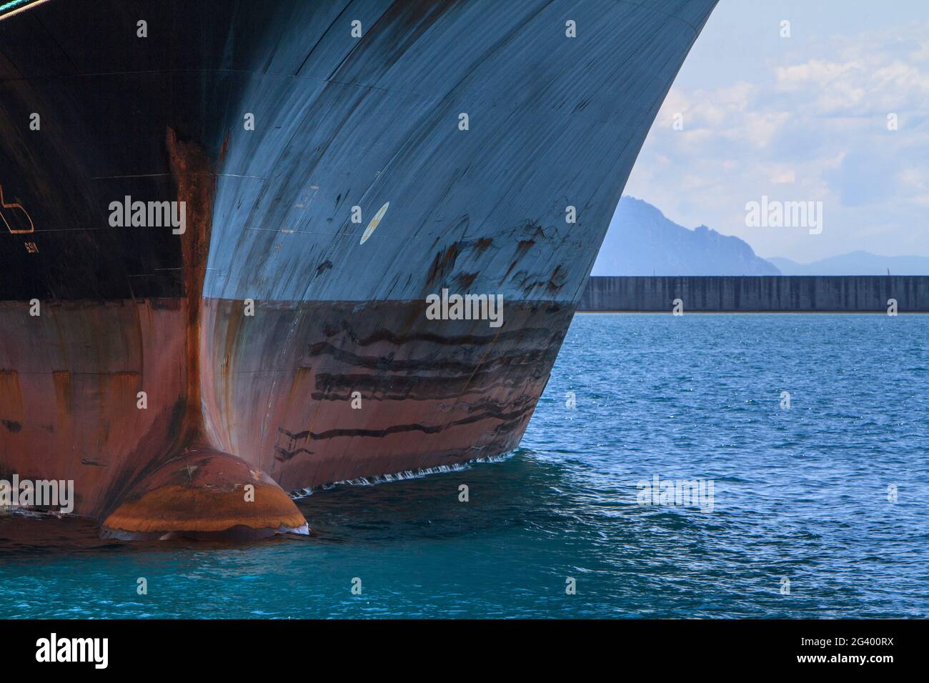 Detail of bulbous bow on a cargo ship (freighter Stock Photo - Alamy
