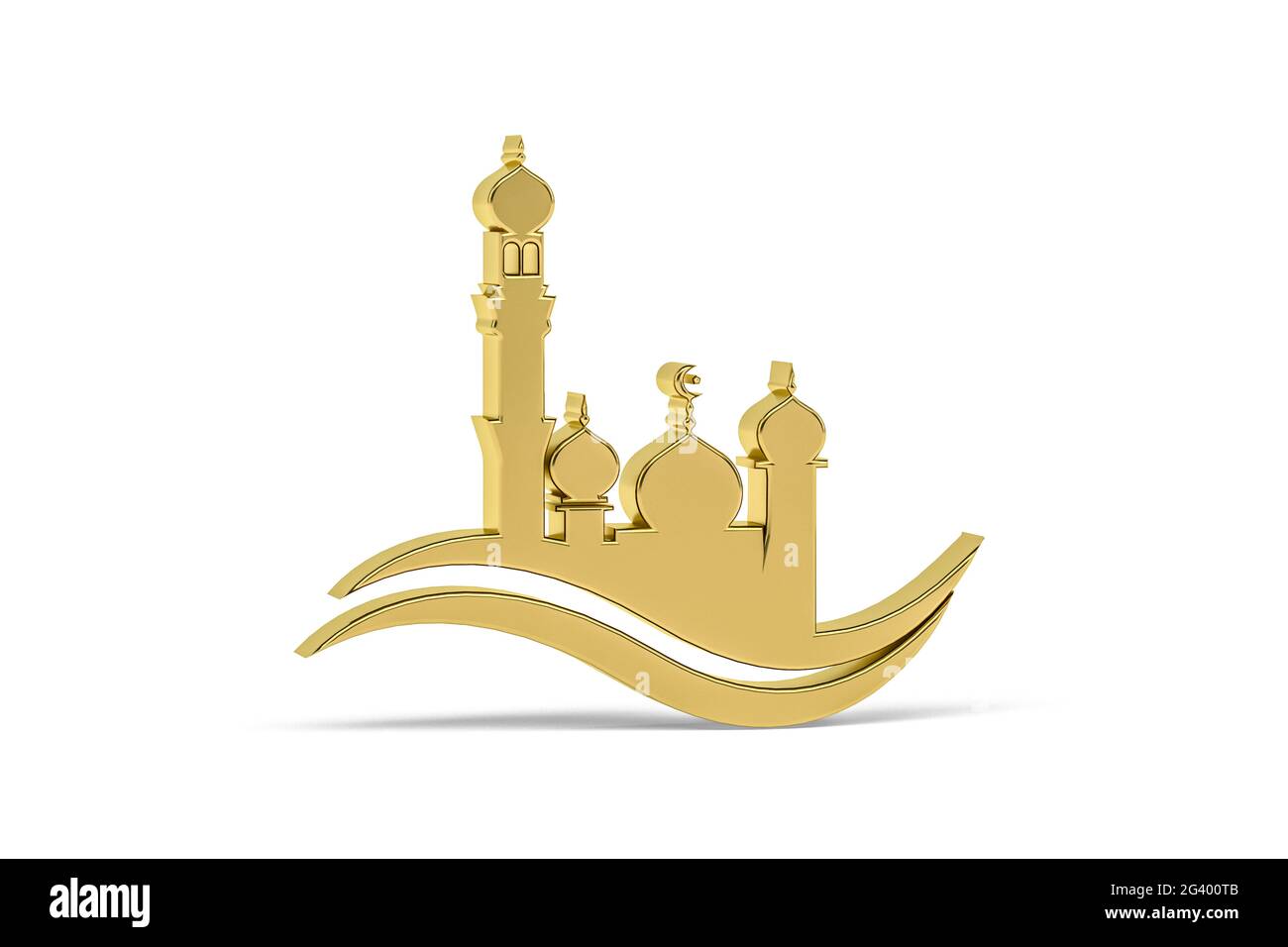 Golden 3d mosque icon isolated on white background - 3d render Stock ...
