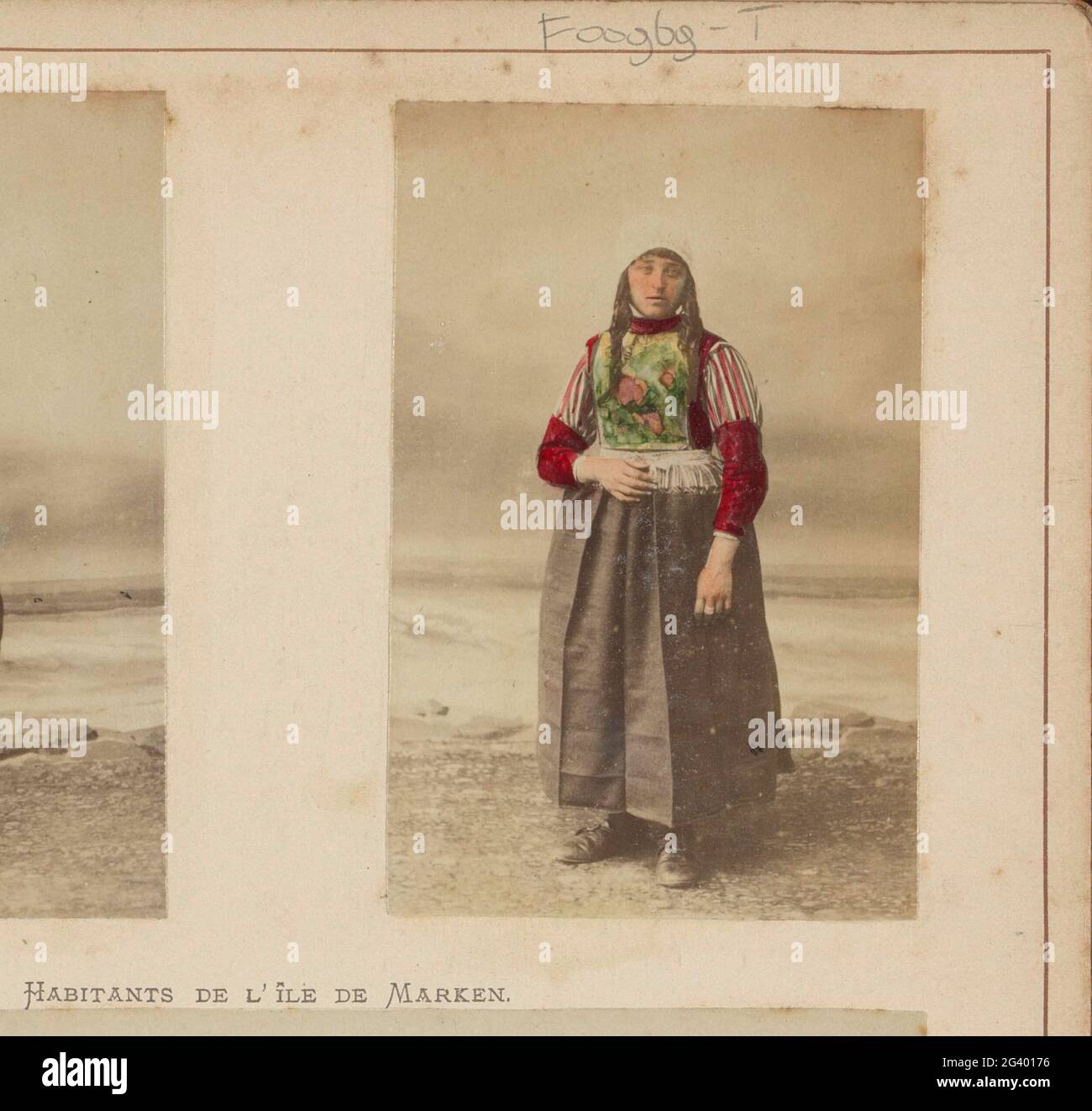 Portrait of a woman in Marken's traditional costume; Habitants de l'Île ...
