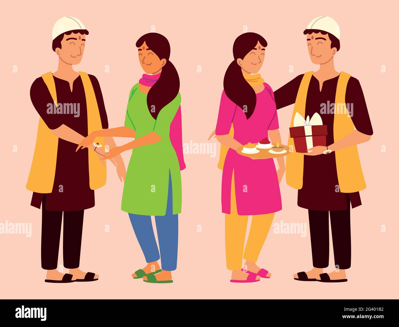 Indian two sisters Stock Vector Images - Alamy