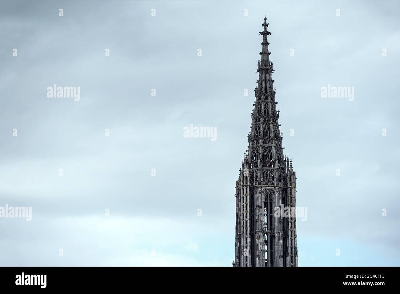 the gothic church tower of Ulm Minster, Ulm, Danube, Swabian Alb, Baden ...