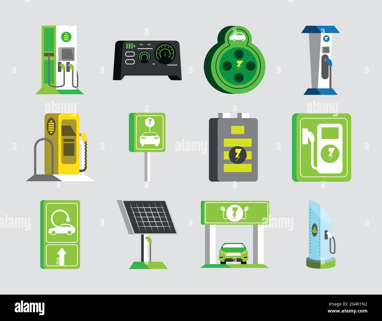 electric car set Stock Vector Image & Art - Alamy