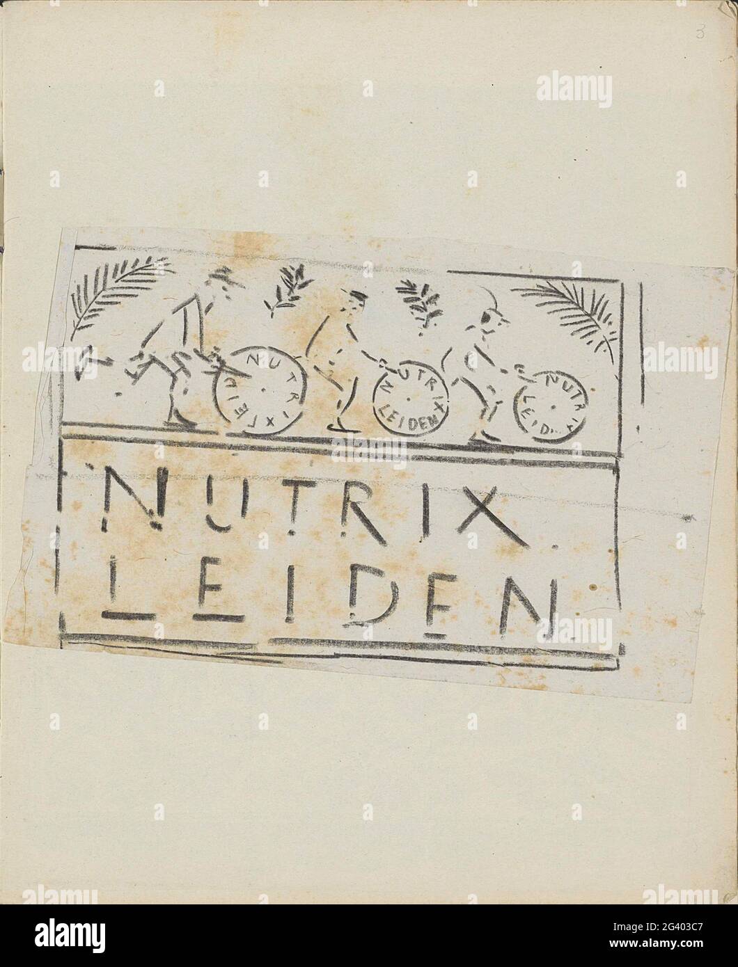 Design for biscuit factory Nutrix. The design shows three men who each ...