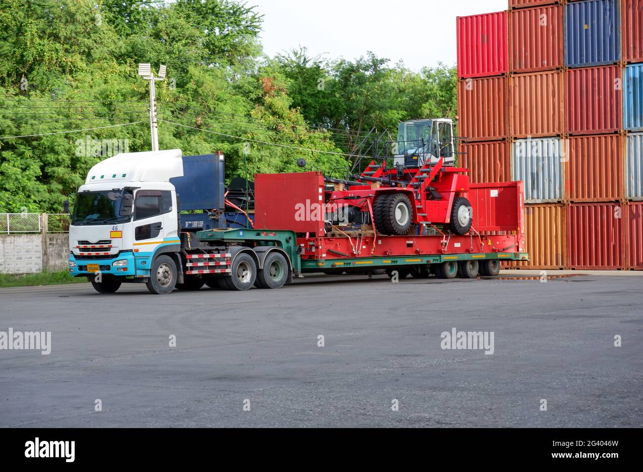 Heavy trucks, machinery trucks container truck Stock Photo - Alamy
