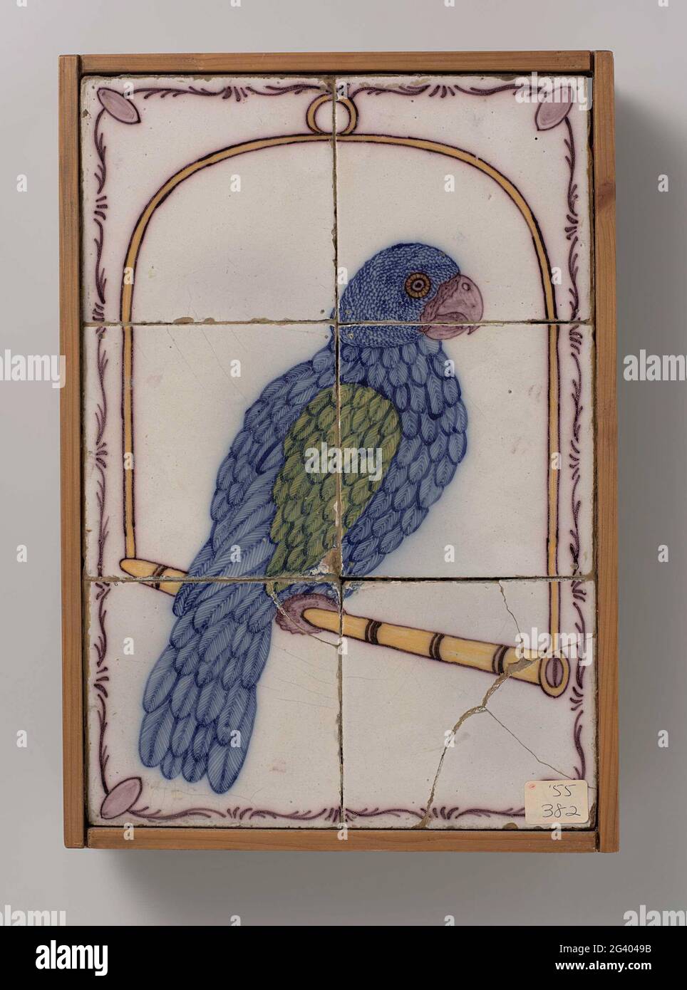 Tile tableau with parrot. Tile tile of six tiles (3 x 2) with a multi ...