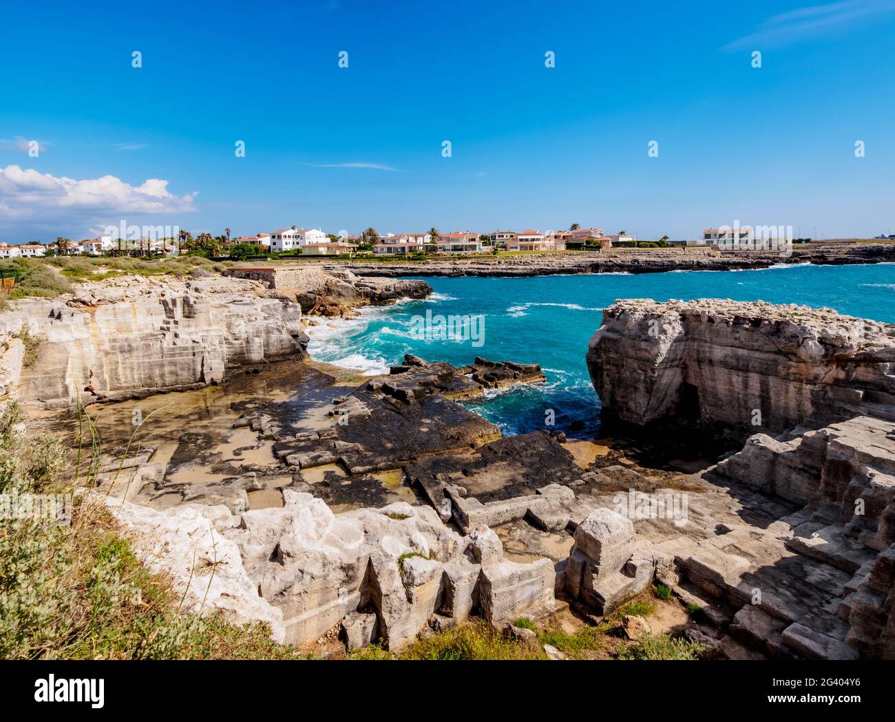 View of the coast in Ciutadella, Menorca or Minorca, Balearic Islands ...