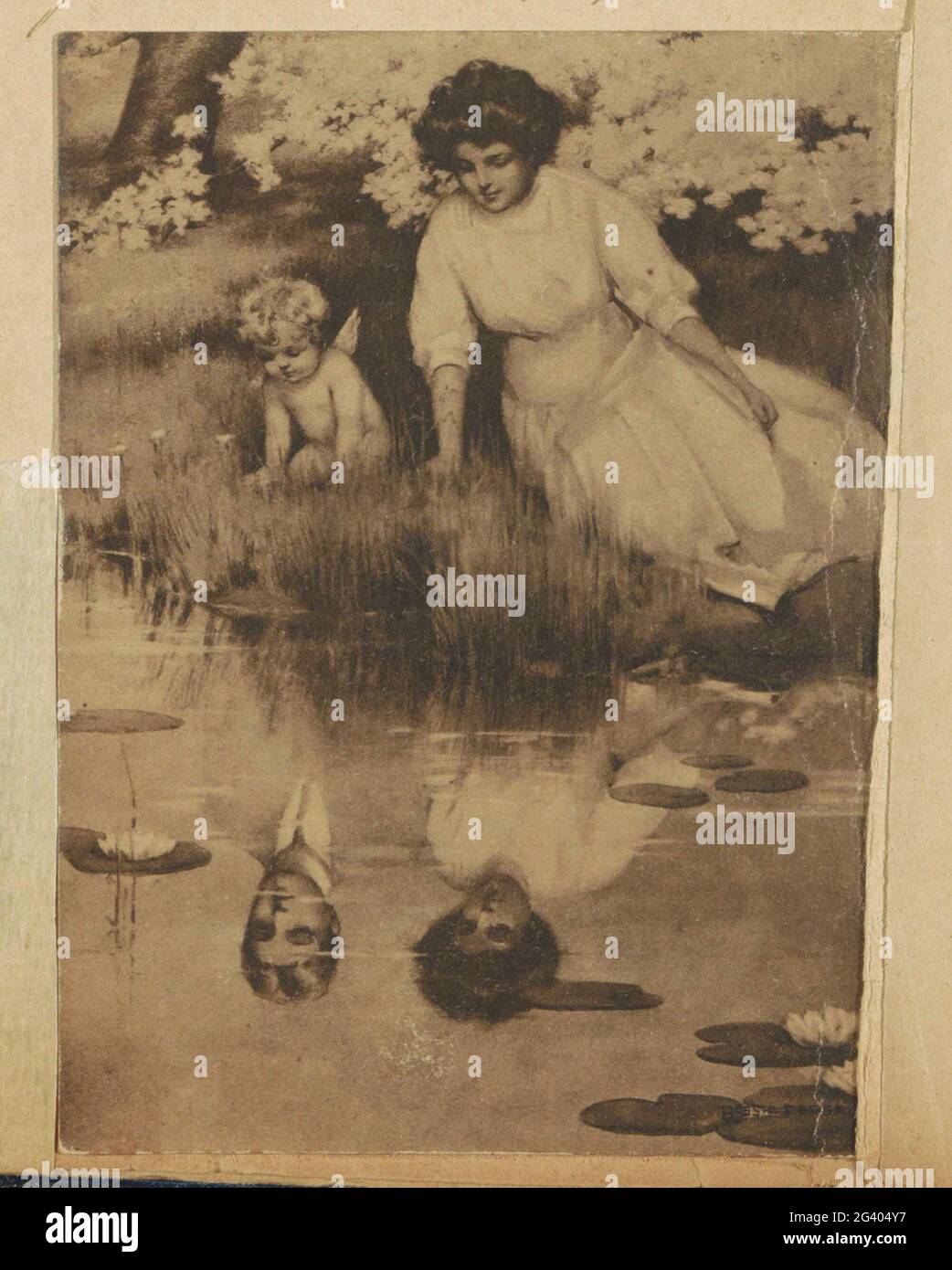 Photo production of (presumably) a print of a mother with putto on the ...