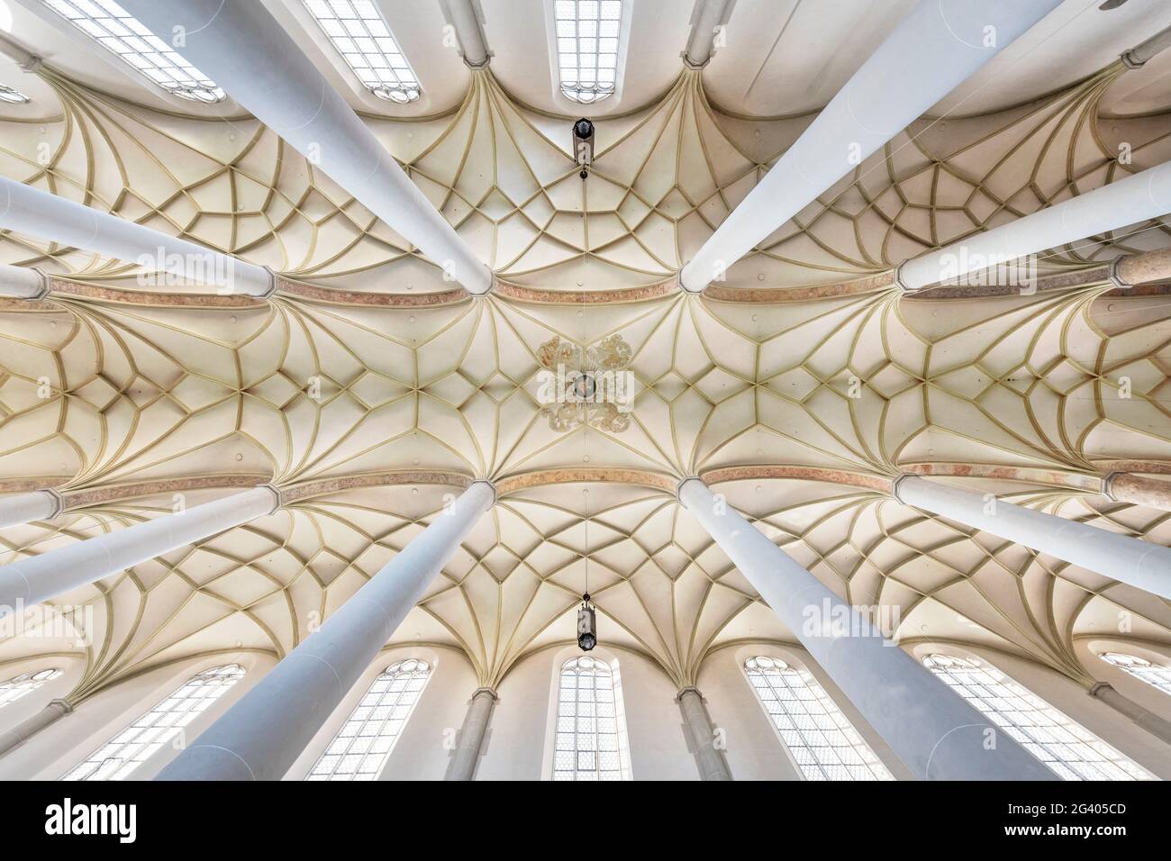 View to the cross vault of the nave of the parish church of St Martin ...