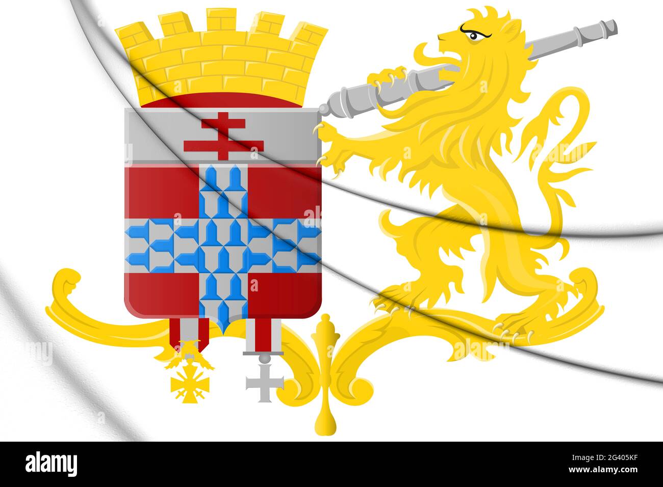 3D Ypres coat of arms (West Flanders), Belgium. 3D Illustration Stock ...