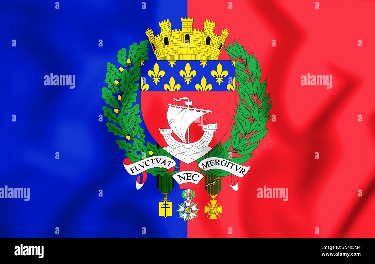 3D Flag of Paris, France. 3D Illustration Stock Photo - Alamy