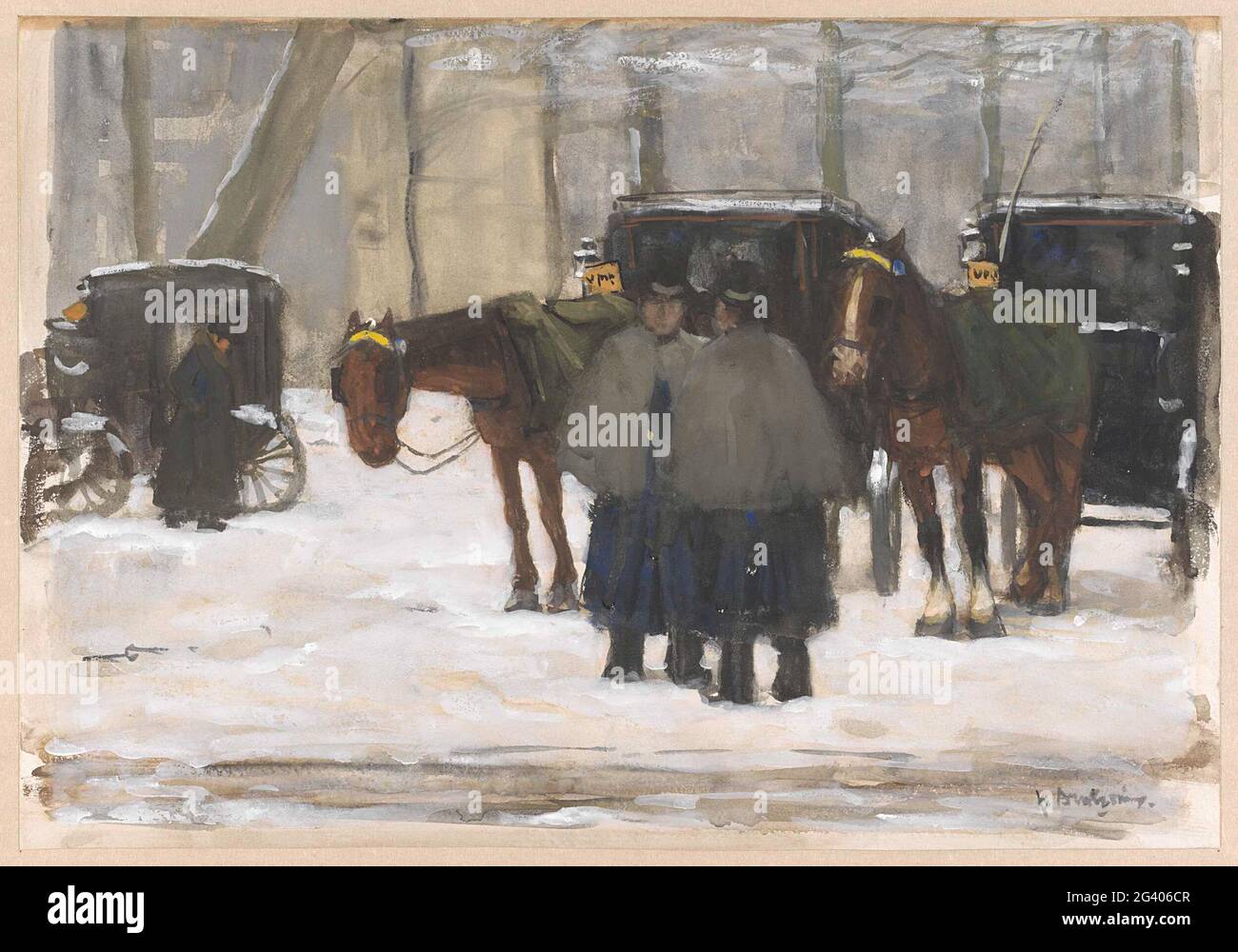 Carriage and coaches in the snow Stock Photo - Alamy