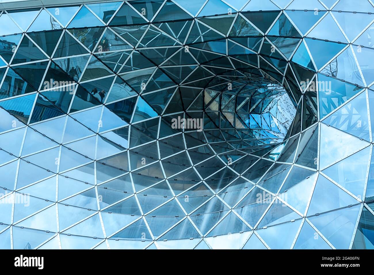 Huge hole in a contemporary building in Frankfurt Stock Photo - Alamy