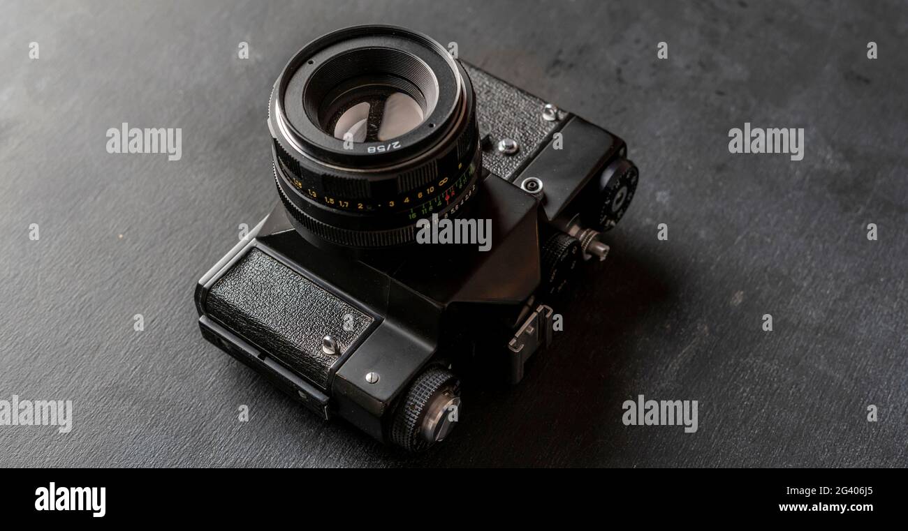 vintage classic old fashioned photo camera, simple creative idea ...