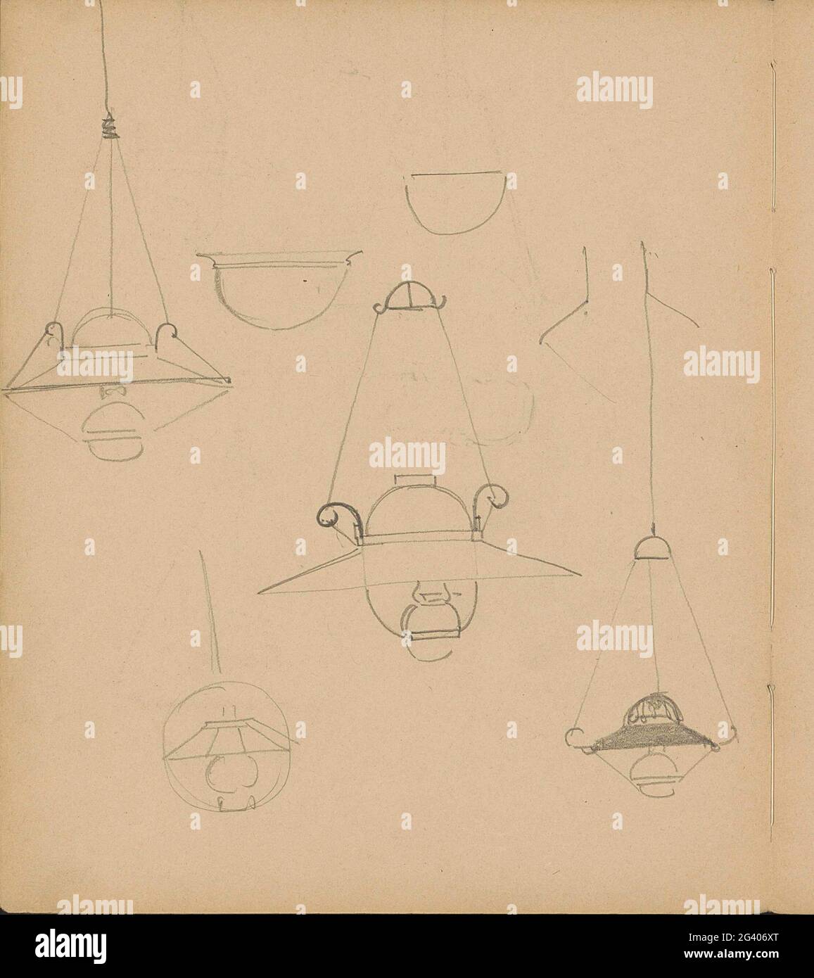 Designs for lamps. Leaf 2 verso from a sketchbook with 30 sheets Stock ...