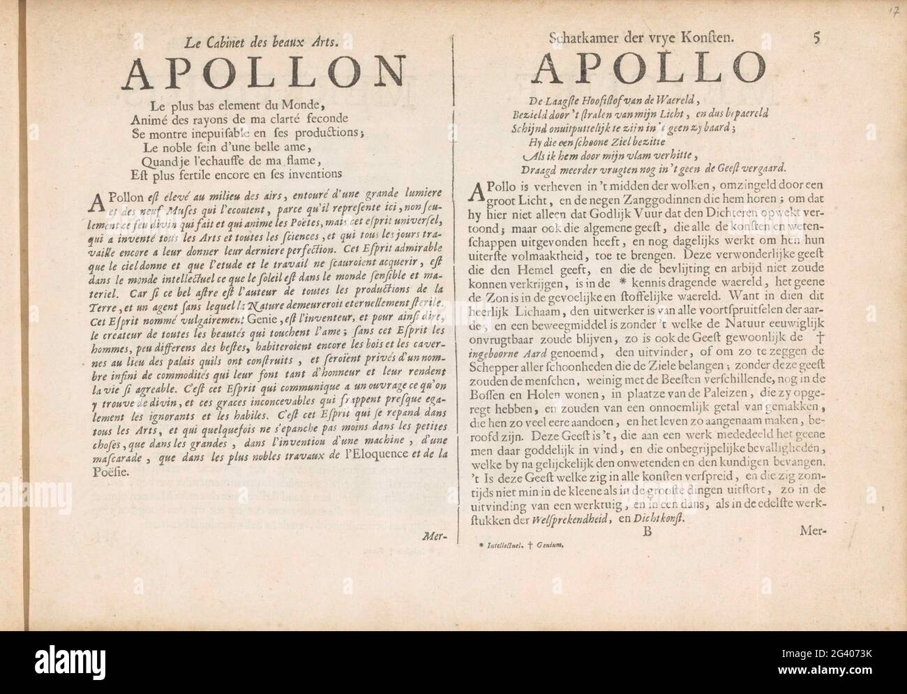 Apollon / Apollo. Explanation of the print with the representation of ...