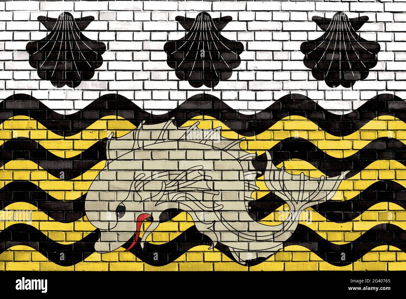 Flag of Poole painted on brick wall Stock Photo - Alamy