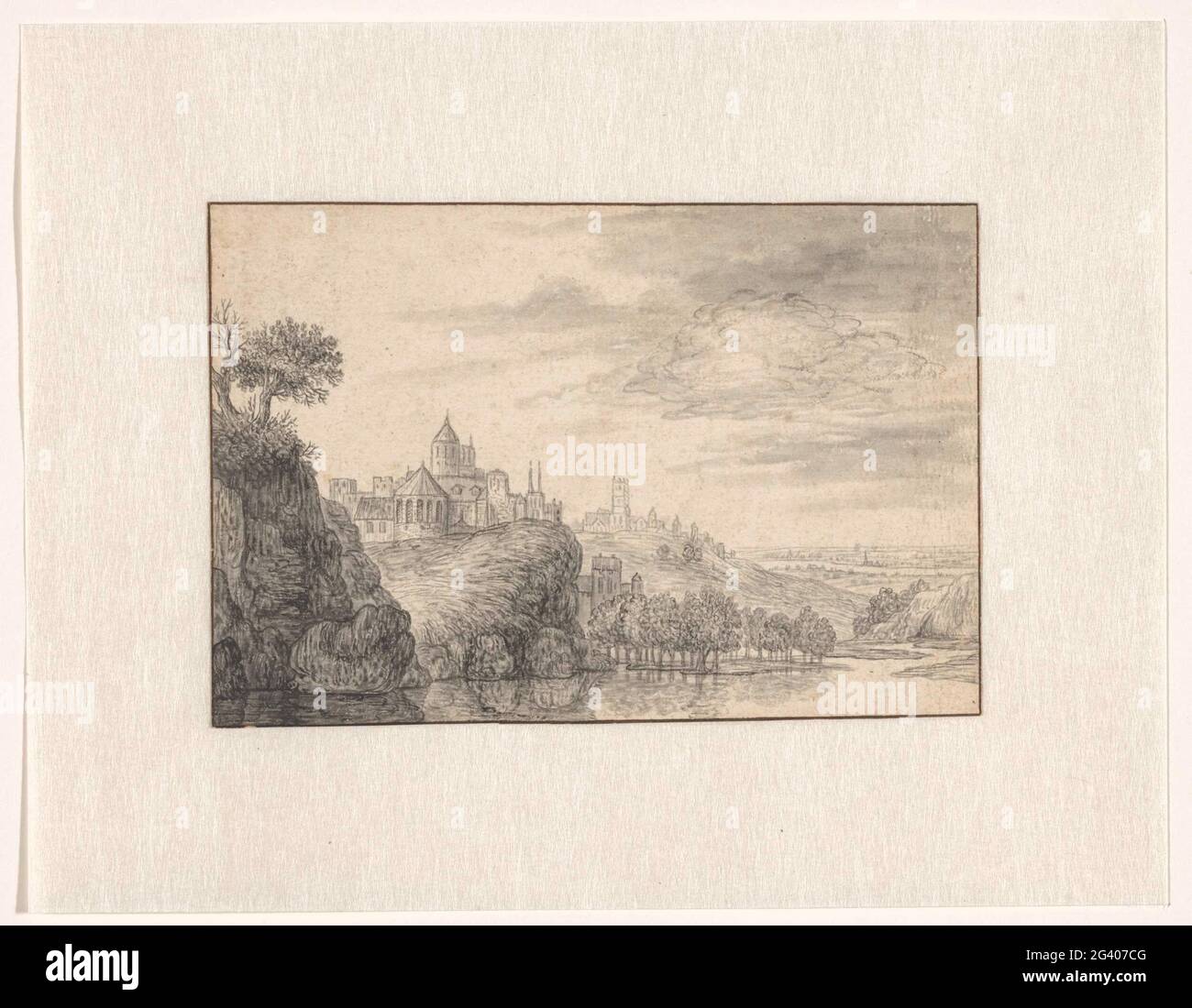 Fantasy face on a city on a high riverside Stock Photo - Alamy